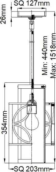 Feiss FE-REMY-P-C - Lustr na tyči REMY 1xE27/60W/230V černá/zlatá