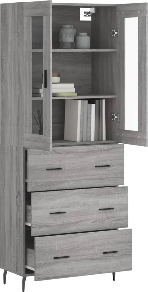 Skříň highboard šedá sonoma 69,5 x 34 x 180 cm kompozitní dřevo 3198423