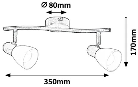 RABALUX Stropní / nástěnné bodové osvětlení SOMA, 2xE14, 40W, hnědé 006592