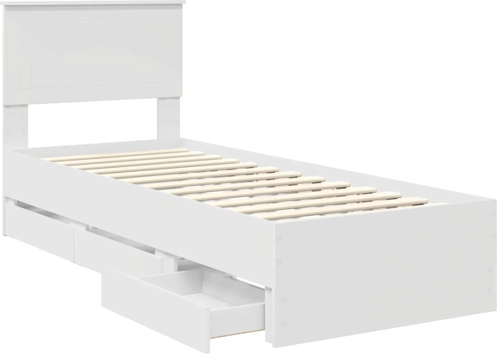 Rám postele se zásuvkou Bílá 75 x 190 cm Inženýrské dřevo 3410756