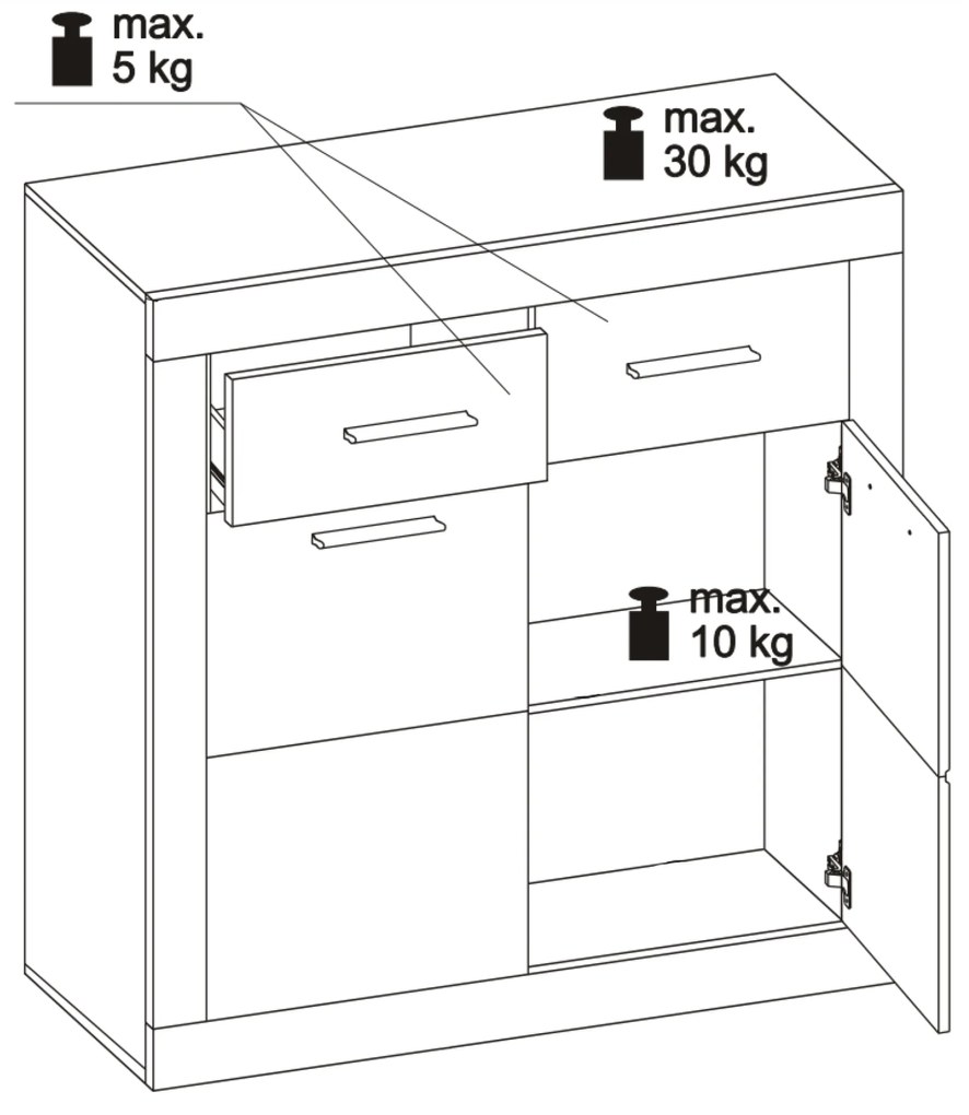 Sconto Komoda STONE 671-D5 beton/bílá