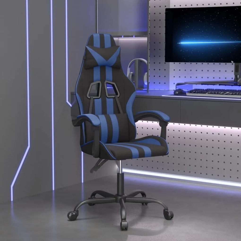 vidaXL Otočná herní židle černá a modrá umělá kůže