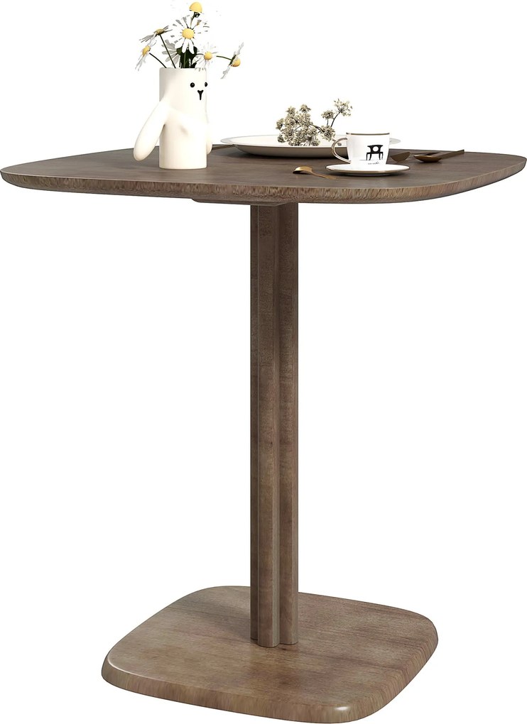 HOMCOM Jídelní stůl pro 4 osoby moderní design kuchyňský stůl s dřevěným povrchem, 70 x 70 cm, hnědý