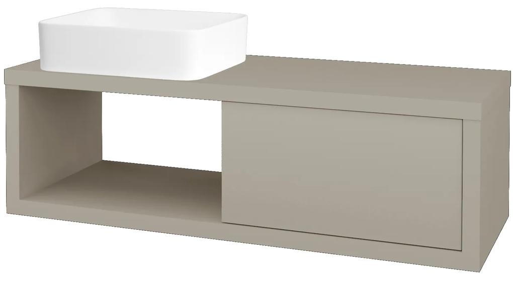 Dřevojas Koupelnová skříň STORM SZZO 120 (umyvadlo Joy) Varianta: D02 Bříza / L01 Bílá vysoký lesk / Pravé