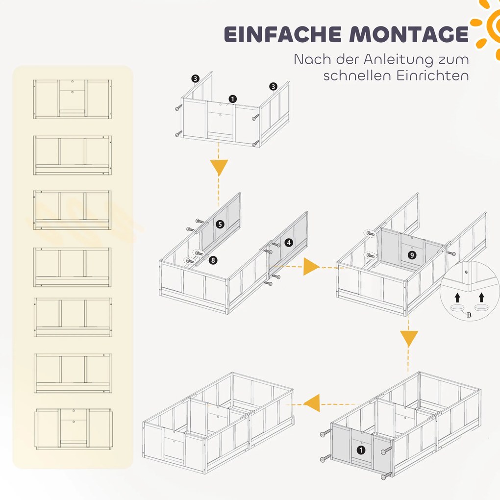 PawHut porodní box pro štěňata, výběh pro štěňata s voděodolnou a omyvatelnou podložkou na ležení, nastavitelná dvířka, ohrádka pro štěňata s dvoupok…