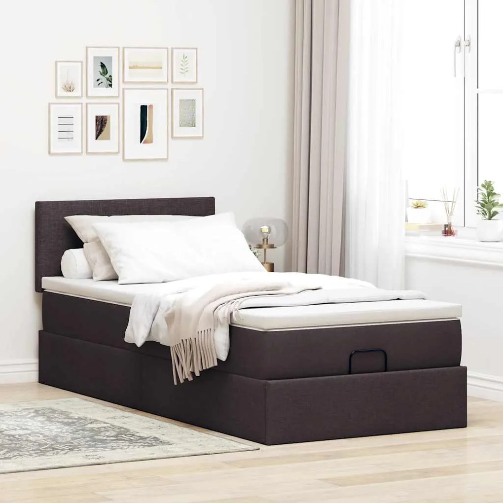 Osmanský rám postele s matrací tmavě šedá 90x190cm textil 3311341