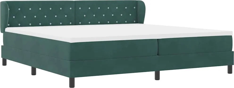 Postel s boxspringem s matrací Tmavě zelená 200 x 200 cm samet 3340355