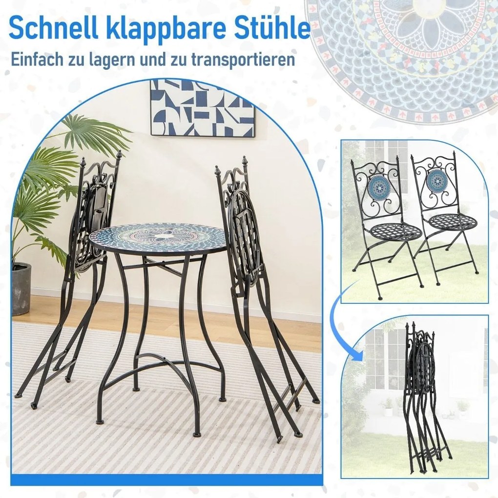 Costway Sada 2 skládacích židlí. Elegantní sada jídelních židlí s pevným kovovým