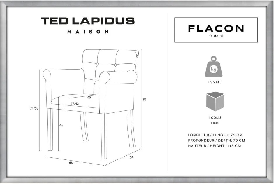 Světle modrá židle s tmavě hnědými nohami z bukového dřeva Ted Lapidus Maison Flacon