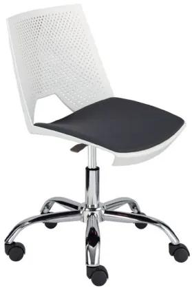 Alba Otočná plastová židle STRIKE s čalouněným sedákem GALERIE - Čalounění Alba LÁTKY 1 / FILL, SUEDINE Barva plastu Antares bílá