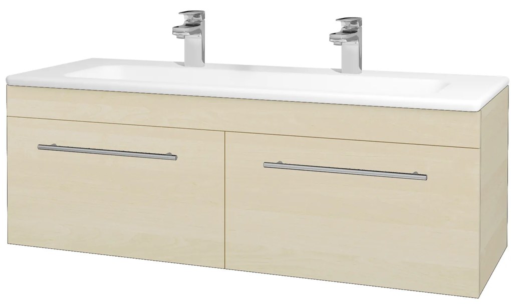 Dřevojas Koupelnová skříň ASTON SZZ2 120 Varianta: N01 Bílá lesk / Úchytka T02 / M05 Béžová mat