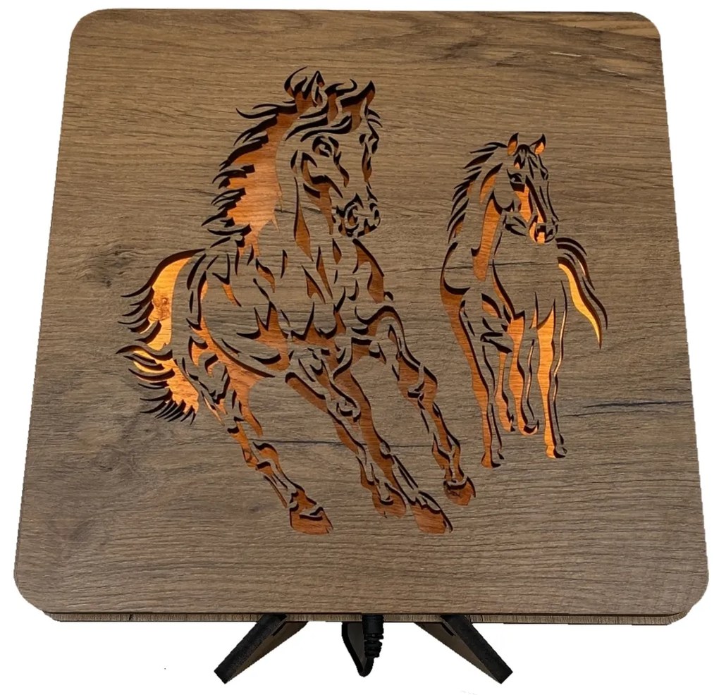 Li-Go "Koně" lampa 31x31cm provedení povrchu: dub světlý