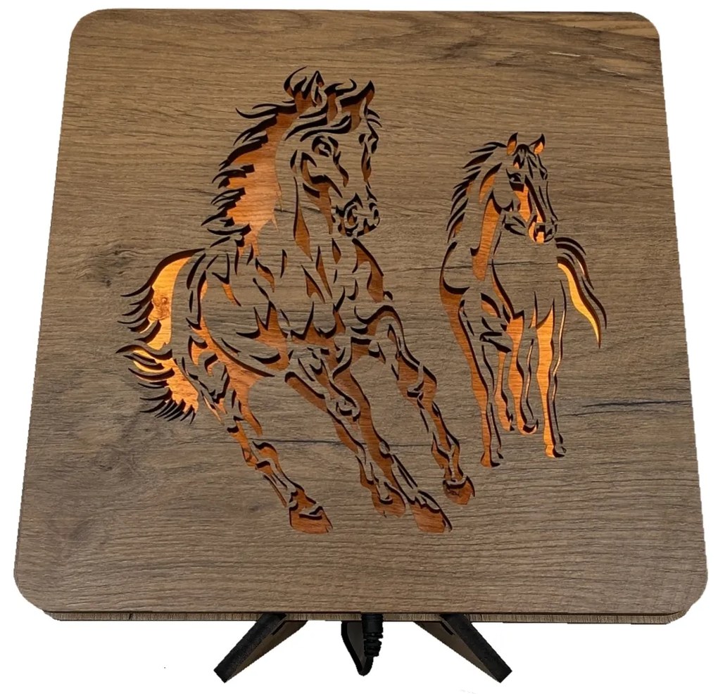 Li-Go "Koně" lampa 31x31cm provedení povrchu: ořech