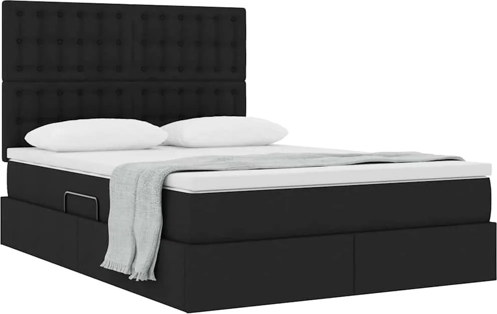 Postel s úložným prostorem a matrací Černá 140 x 190 cm textil 3371906