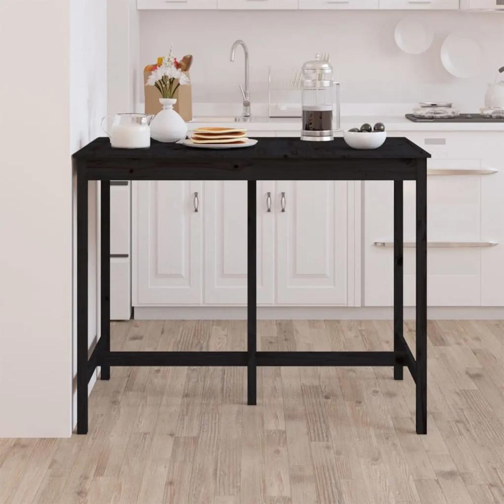 Barový stolek černý 140 x 80 x 110 cm masivní borové dřevo - Default Title