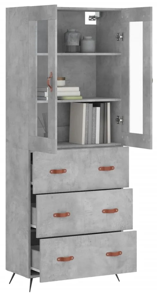 Skříň highboard betonově šedá 69,5x34x180 cm kompozitní dřevo - Default Title