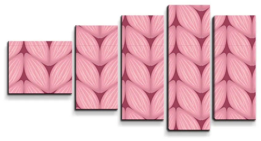 Obraz - 5-dílný SABLIO - Růžové pletení z vlny 100x60 cm