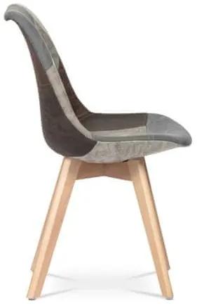 Autronic Moderní jídelní židle Jídelní židle, potah látka patchwork, dřevěné nohy, masiv přírodní buk (CT-765 PW2)