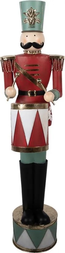 Kovová dekorace Louskáček Nutcracker s bubínkem - 33*33*121 cm