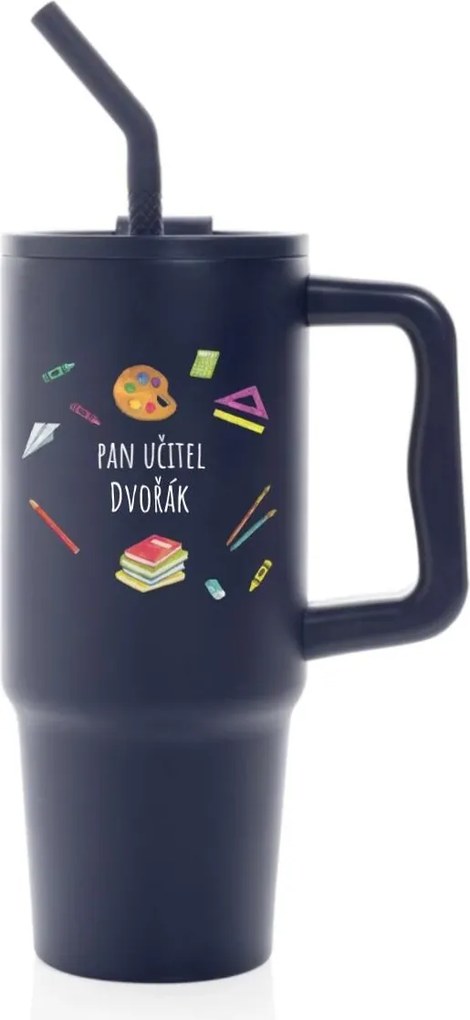 Personalizovaná nerezová termoska s barevným víčkem pro paní učitelku/pana učitele (pomůcky)