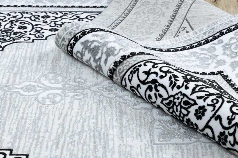 Dywany Łuszczów, AKCE: 80x150 cm Kusový koberec Gloss 8490 52 Ornament ivory/grey, šedá, chodba / předsíň