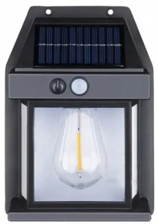 Solární zahradní nástěnná lampa Solar Interaction YX-777 - černá