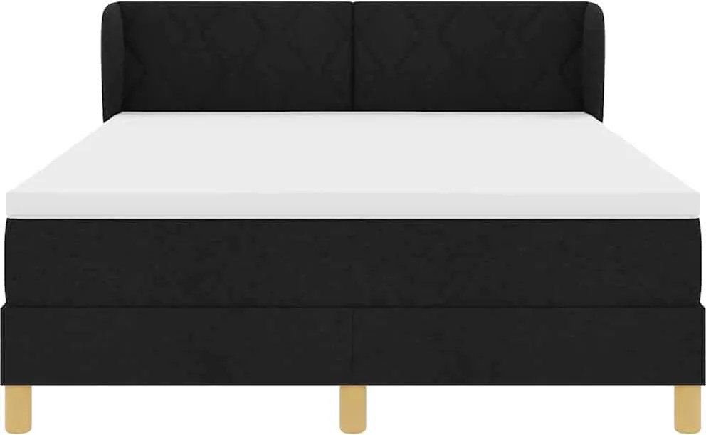 Postel s boxspringem s čelo Černá 140 x 190 cm textil 3340271