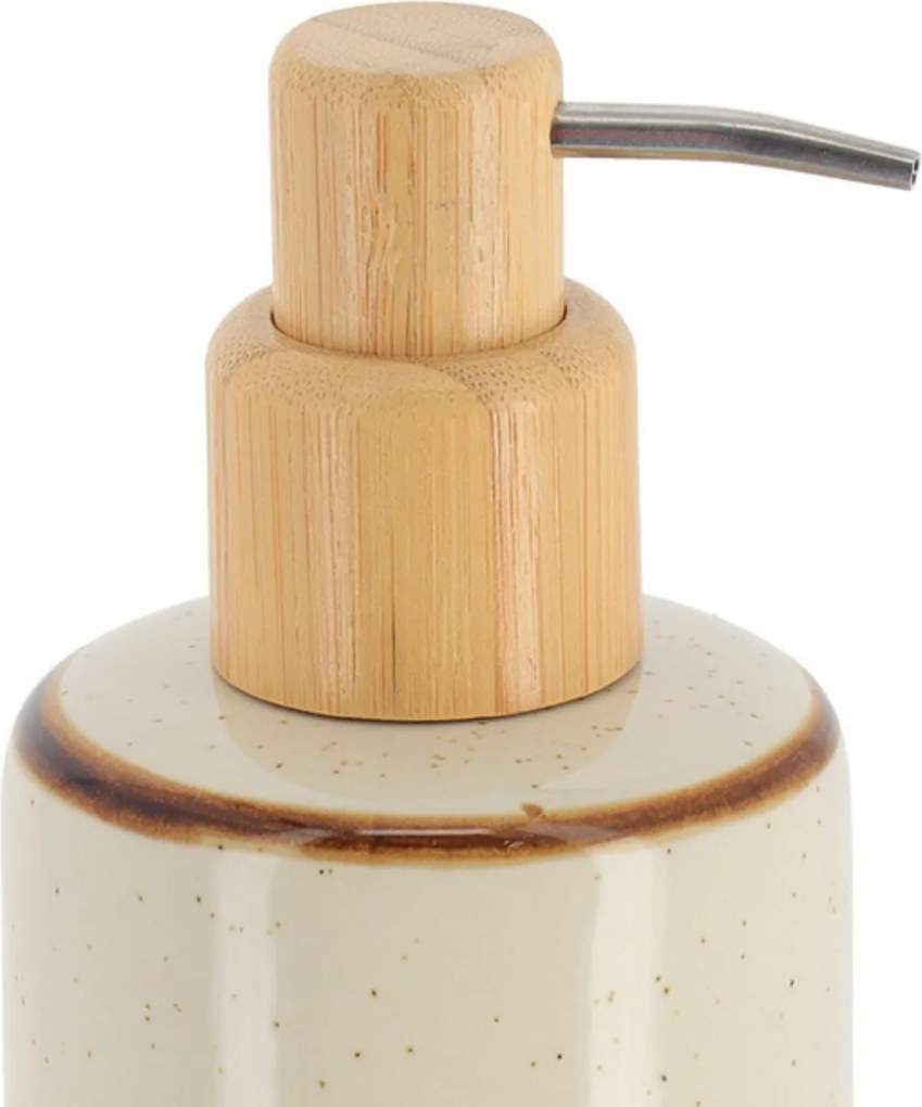 Dávkovač mýdla Elva, béžová/s dřevěnými prvky, 300 ml
