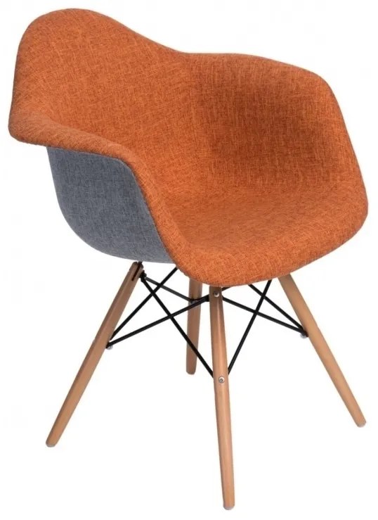 Designová židle DAW čalouněná, oranžová/šedá