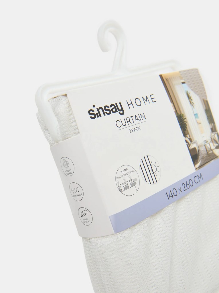 Sinsay - Průhledné záclony na řasící pásce 2 pack - bílá