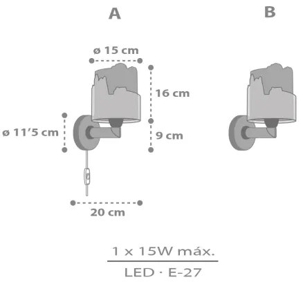 Dalber 76309 - Dětská nástěnná lampa SNOOPY 1xE27/15W/230V bílá/červená