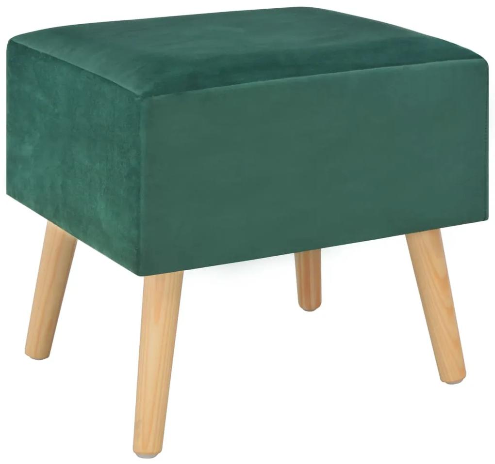 Noční stolek - zelený - samet | 40x35x40 cm