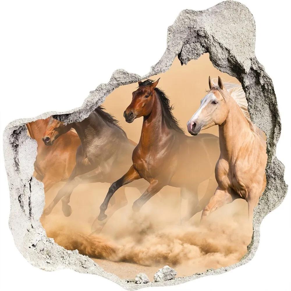 Wallmuralia Díra 3D foto tapeta nálepka Koně poušť 75x75 cm