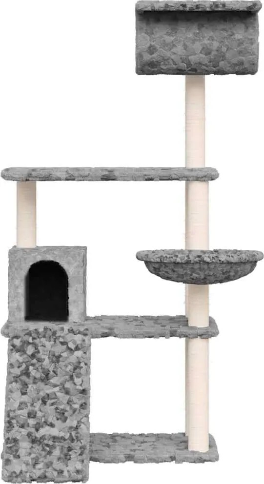 Škrabadlo pro kočky se sisalovými sloupky světle šedé 131 cm 171604