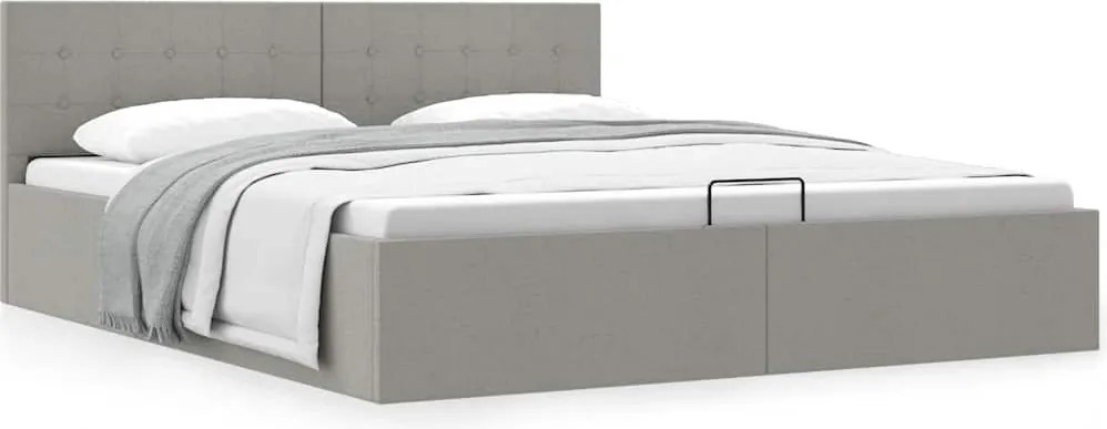 Zvedací rám postele úložný prostor světle šedý textil 160x200cm 285580