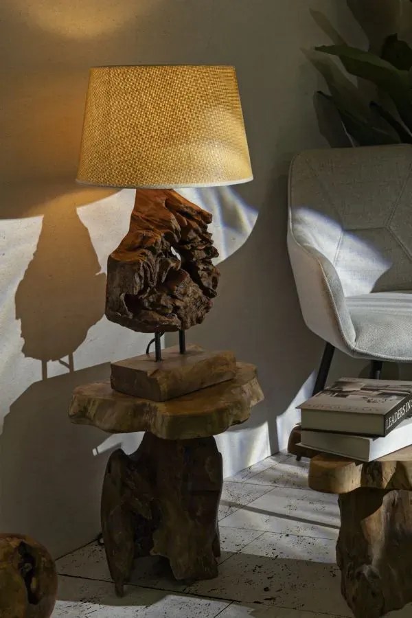 Stolní lampa Kepala 35 cm z masivu hnědá