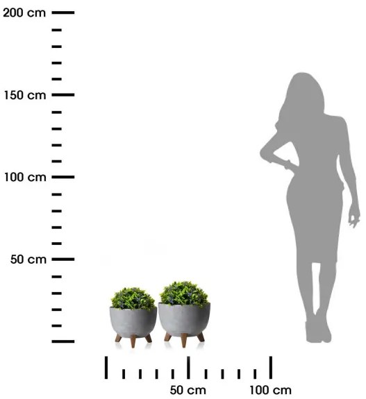 Sada 2 květináčů Rosa Linea šedý beton