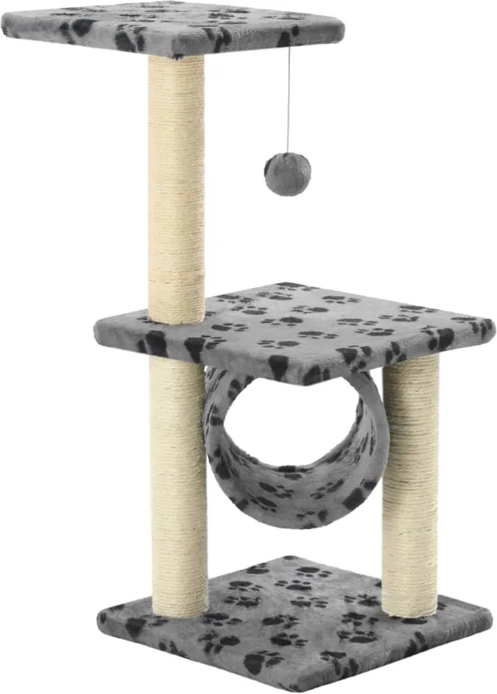 Škrabadlo pro kočky sisalové sloupky 65 cm šedé s potiskem 170547