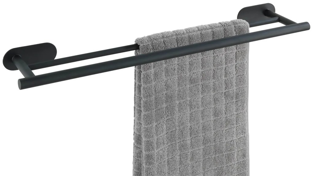 WENKO Věšák na ručník BEZ VRTÁNÍ TurboLoc OREA BLACK černý 5x60x12 cm