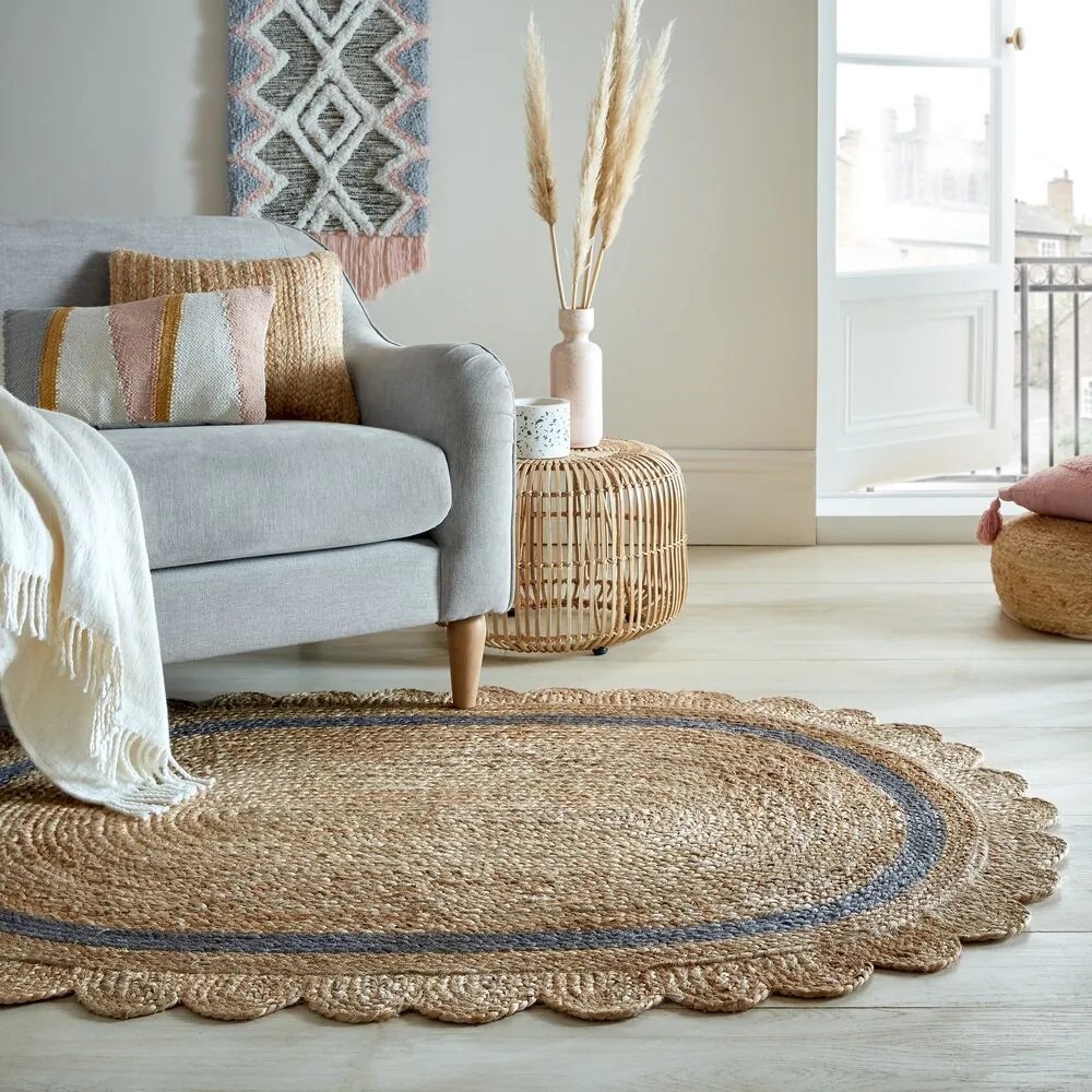 Flair Rugs koberce Kusový koberec Grace Jute Natural/Grey ovál ROZMĚR: 120x170 ovál