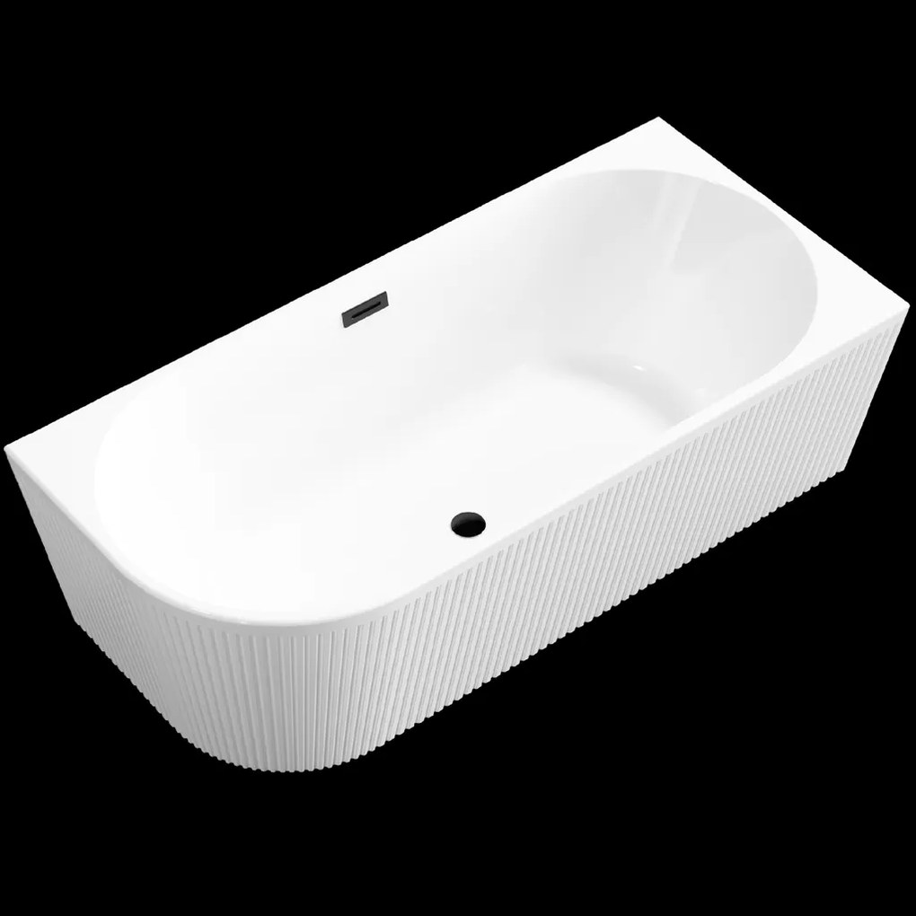 Invena Invena, volně stojící vana 170x80x58 cm, pravá, bílá lesklá, černý přepad, INV-AN-02-14P-KPL
