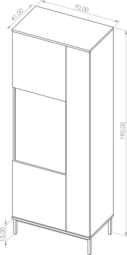 GAB Vitrínová skříň QUER WI70, Černá 70 cm
