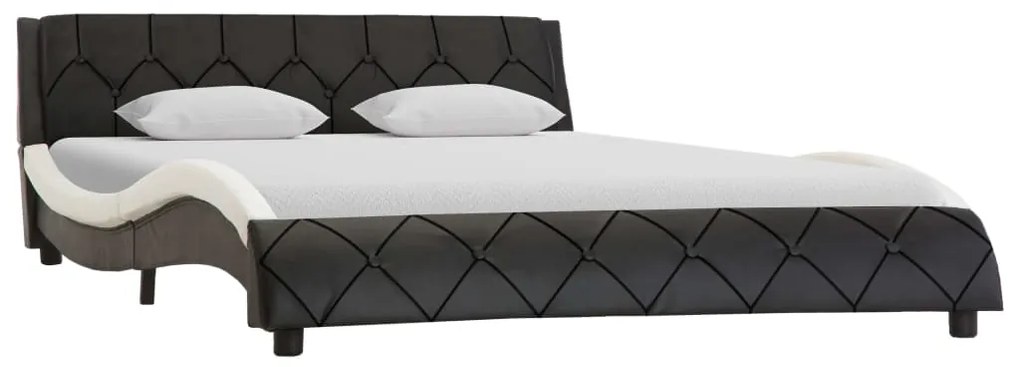 285652 vidaXL Rám postele černobílý umělá kůže 160 x 200 cm