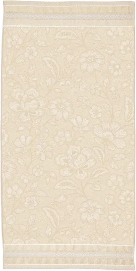 Pip Studio ručníky z bavlněného froté Jasmine Jacquard, pískové (Luxusní ručníky z bavlněného froté v designu Jasmine Jacquard v pískové barvě)