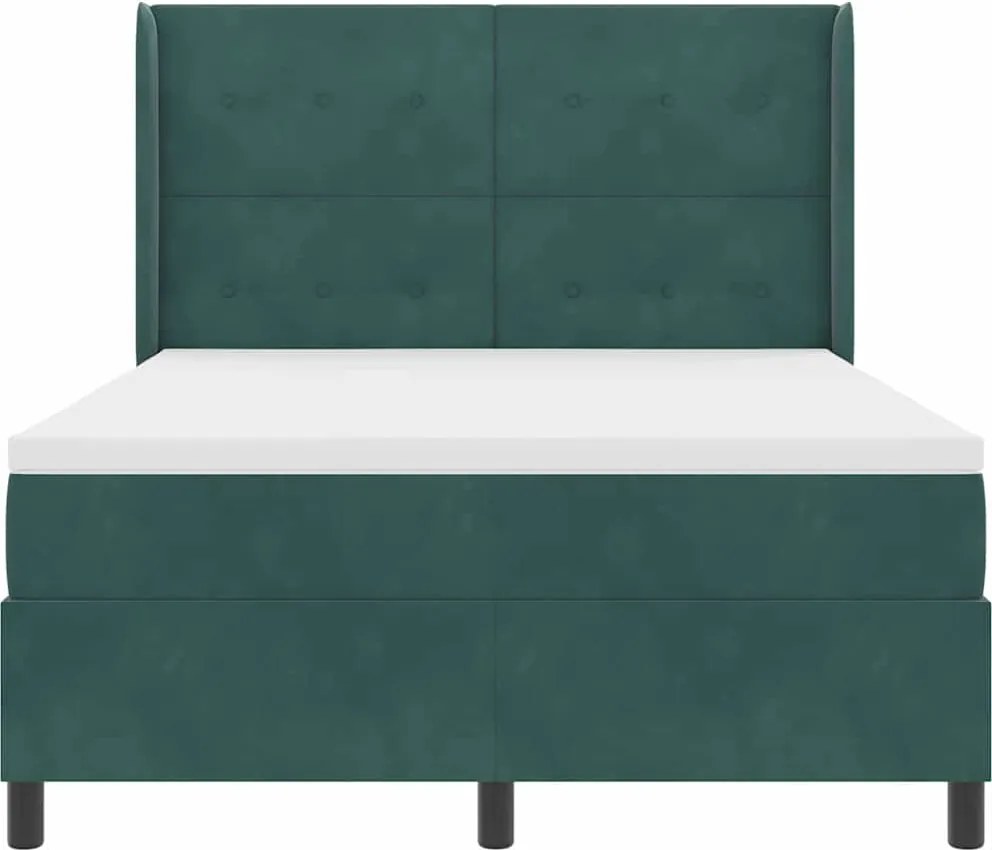 Postel s boxspringem s čelo Tmavě zelená 140 x 190 cm samet 3342005