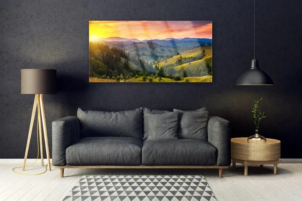 Plexisklo-obraz Krajina Louka Západ 120x60 cm