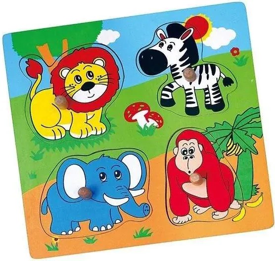 Dřevěné puzzle s úchyty pro nejmenší Viga ZOO