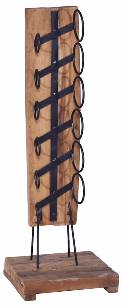 Stojan na víno na 6 lahví 35 x 35 x 100 cm masivní teakové dřevo 288809