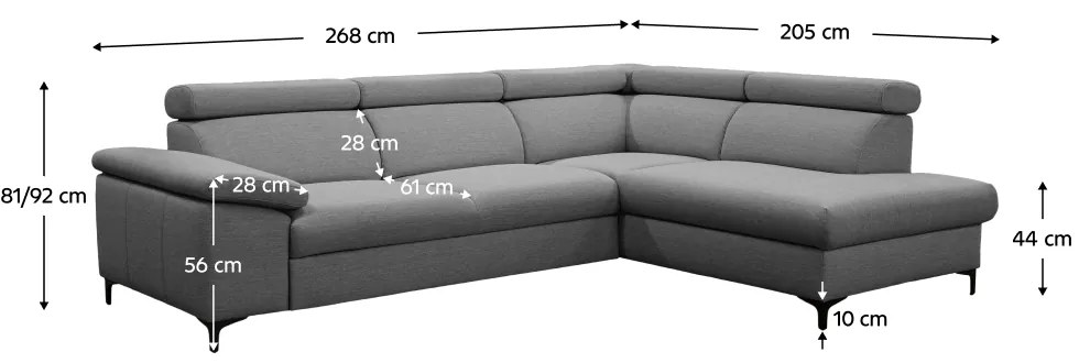Kondela Rozkládací sedací souprava, šedá, pravá, ZACHARY ROH
