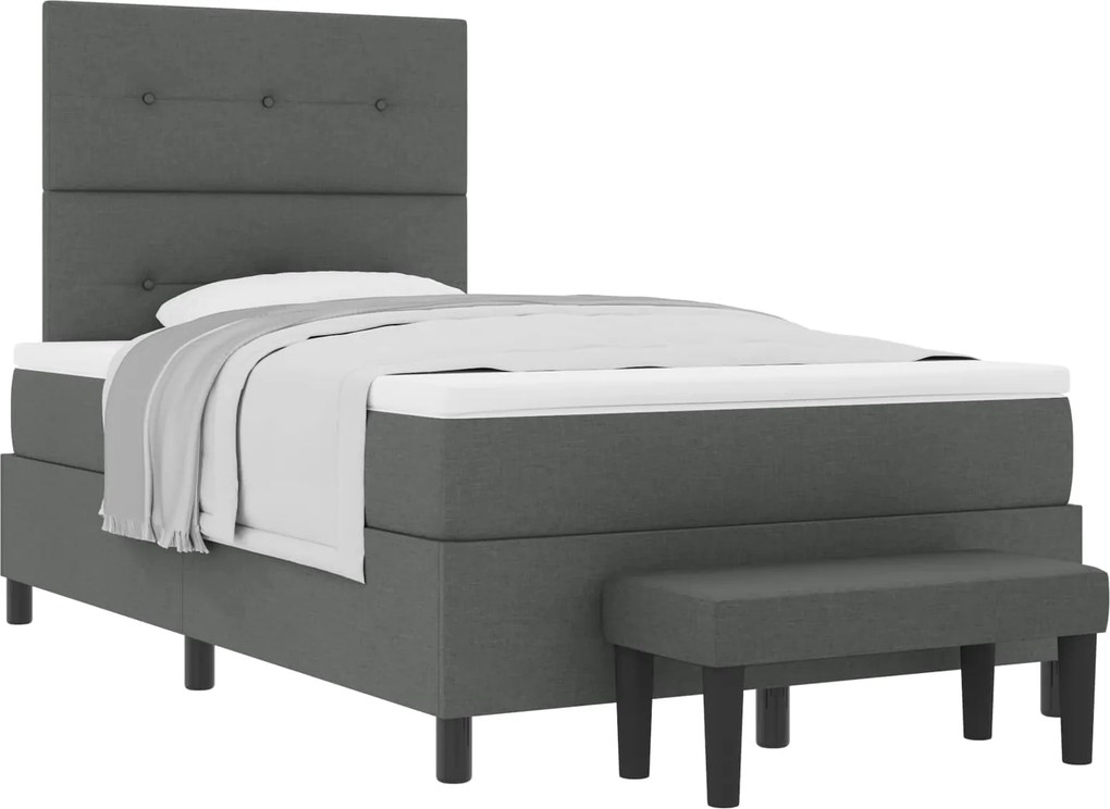 Postel s boxspringem s čelo Tmavě šedá 120 x 190 cm textil 3344052